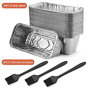 IMAGE 36 Packs Foil Pans, Compatible with Blackstone 17" 22" 28" 30" 36" Aluminum Foil Heavy Duty Disposable Aluminum Foil Pans, Rear Grease Cup Liners