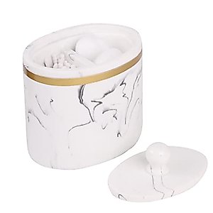 Tonxus Bathroom Vanity Countertop Divided Jars with Lid,Cotton Swab Holder,Resin Cotton Ball Container Makeup Sponges Cosmetics Canister,Bath Salts Storage Box (T1-B1-15WH)