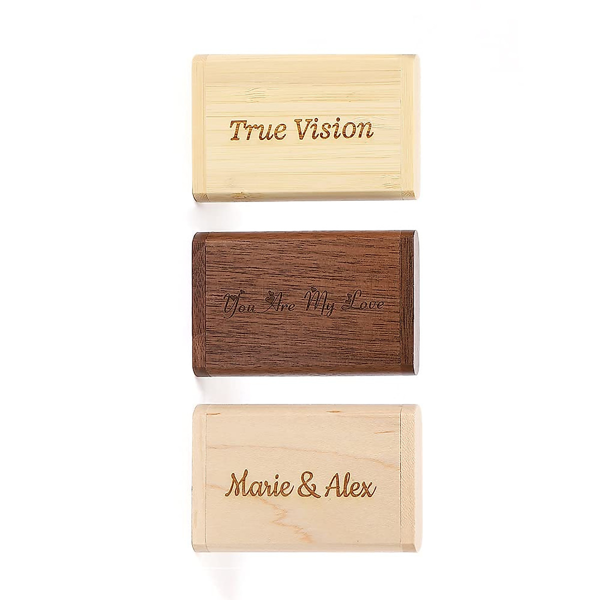 RXFSP Customize Personalised Laser Engraved Solid Wooden USB Flash Drive USB Box Wedding Photo Memory Storage Disk,Wedding ceremony,Company customization,Personal gift (2G, bamboo)