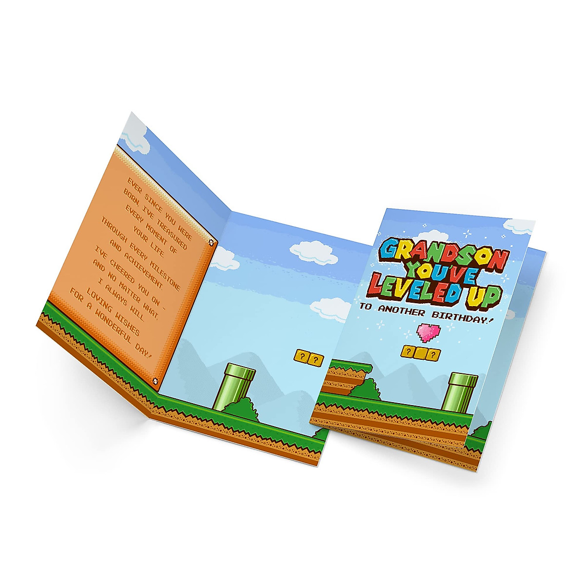 Prime Greetings Grandson Birthday Card Video Game Theme, Made in America, Eco-Friendly, Thick Card Stock with Premium Envelope 5in x 7.75in, Packaged in Protective Mailer