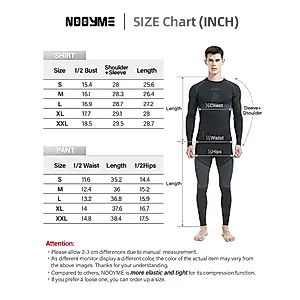 NOOYME Thermal Underwear for Men Long Johns for Men, Long Underwear Mens Base Layer Men for Cold Weather Black-grey