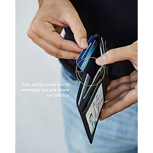 SERMAN BRANDS Mens Slim Bifold Wallet RFID Blocking Minimalist Front Pocket Full Grain Leather Wallets for Men - Thin & Stylish (Jet Black Elite)