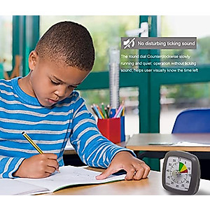Lavigo 60 Minute Countdown Visual Timer for Adults Kitchen Cooking Kids Study Reading Classroom Teaching and Office, Three Colors Scale Designed, Quietly Count Time Management Tool(Gray)