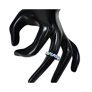 Natural 4 MM Ethiopian Welo Fire Opal Cabochon Ring 925 Sterling Silver October Birthstone Cluster Ring Fire Opal Jewelry Handmade Ring Birthday Gift For Girlfriend (RG-7809) (Sterling Silver, 7 US)