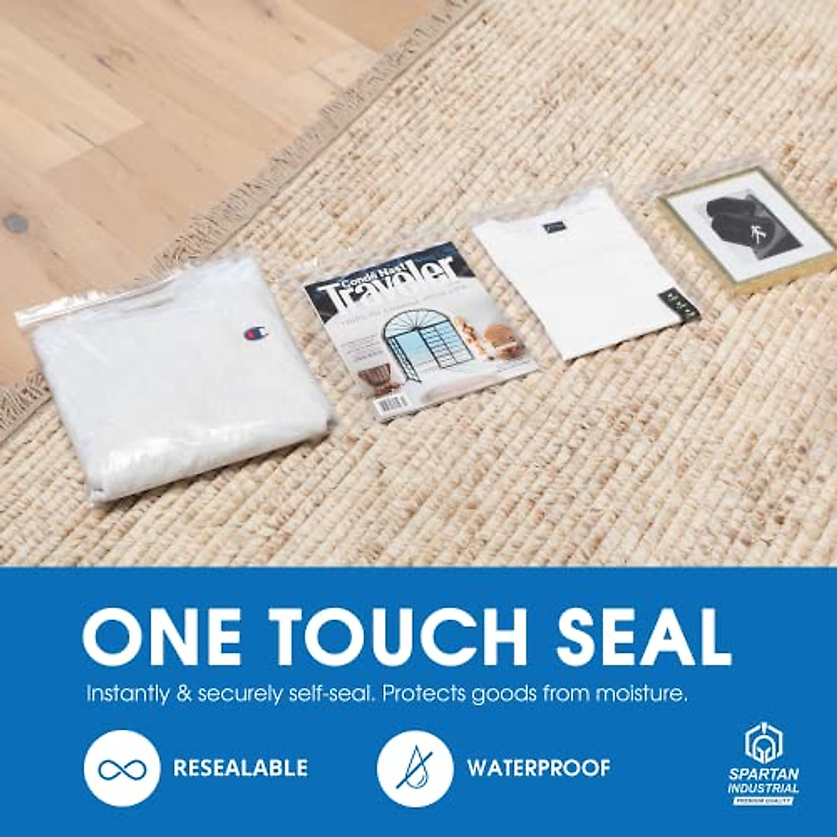 Spartan Industrial - 16” X 24” (100 Count) 2 Mil Clear Reclosable Zip Plastic Poly Bags with Resealable Lock Seal Zipper