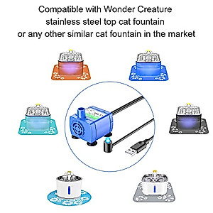 Cat Fountain Pump Replacement, Upgraded Smart Cat Water Fountain Pump for Round and Cubic Cat Fountain, Intelligent Pet Fountain Pump (the adapter is not included)