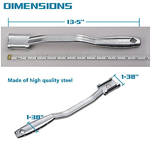 GIMYUAN Mangetic Wrench Extender Bar, 13.5 Inch Extension Wrench Tool with 1/2 Inch Square Hole for Universal Wrenches Mechanic Torque Multiplier Tool, Silver