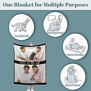 Thecooboy Custom Blanket with Photo Design Your Text Personalized Blankets Customized Gifts (2 Photo, 50"x30")