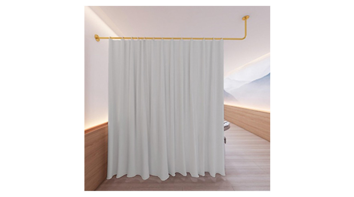 L Shape Room Divider Rod with Privacy Curtains
