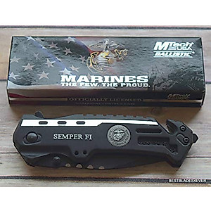Mtech Officially Licensed U.S.M.C Spring Assisted Tactical Knife Rescue Combat Sharp Blade
