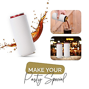 Blank Slim Can Cooler Sleeves, Foldable Slim Can Insulator Made of Neoprene, Slim Beverage Cooler for Beer & Soda, Skinny Sublimation Can Cooler 12oz , Set of 12, White - Your Dream Party Shop