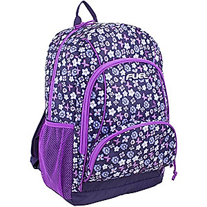 Fuel Multi Pocket Backpack with Fun Prints, Casual Daypack, Multipurpose Bag (Purple Floral Print)