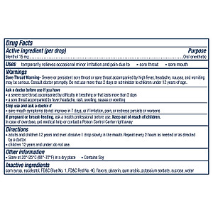 Vicks VapoCOOL HydraSoothe Medicated Drops, Best Relief to Soothe Sore Throat Pain, 20 Count