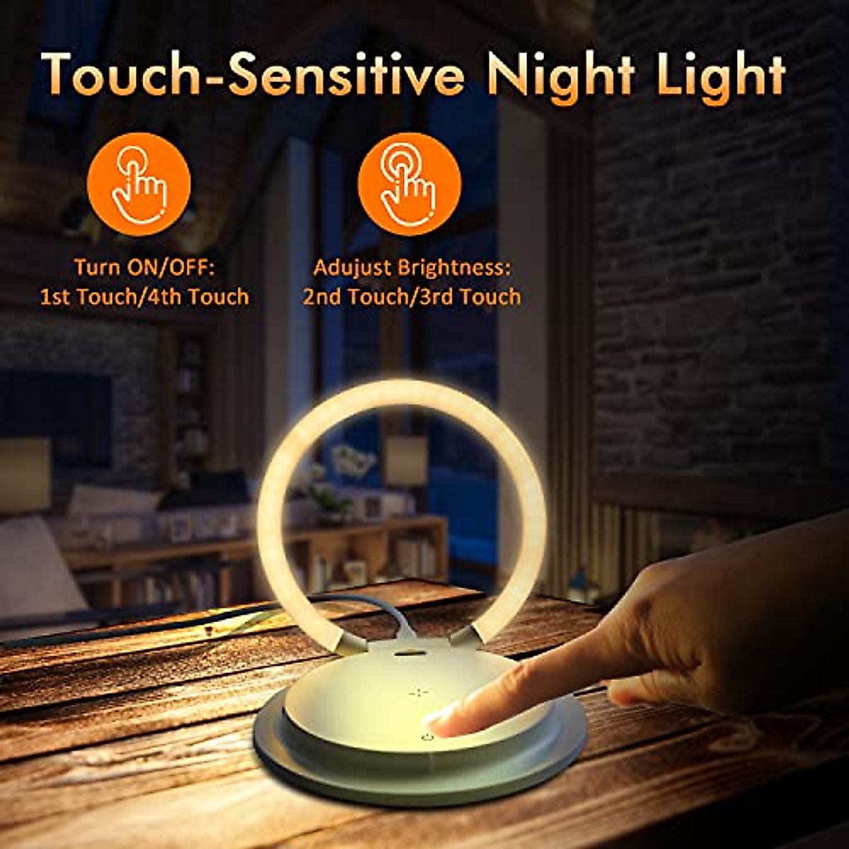 LED Desk Lamp with Wireless Charger，Bedside Lamp with Wireless Charger Compatible with Most Wireless Charging Enabled Devices(White)