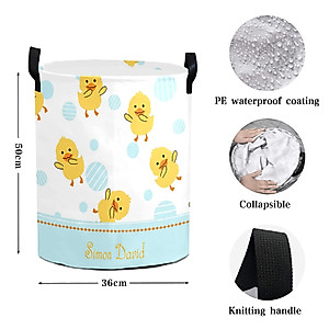 Rubber Duck Swimming Personalized Custom Laundry Basket Clothes Round Storage Handle Waterproof, Custom Foldable Large Capacity and Lightweight, For Bedroom Bathroom Decoration
