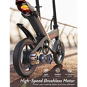 Sailnovo 14'' Folding Electric Bike for Adults, Peak 500W Ebike for Teenagers, 20 MPH Ebike, Up to 50 Miles Foldable Electric Mini Bicycle with 374WH Battery, LCD-Display, Dual Suspension