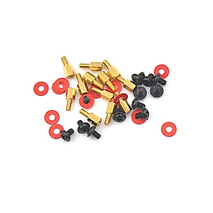 Wshao store 36pcs(12x Screw+12x Motherboard Riser +12x Washer) 6.5mm 6-32-M3 Computer Golden Motherboard Riser+Silver Screws + Red Washers (Color : 100PCS 3mm)