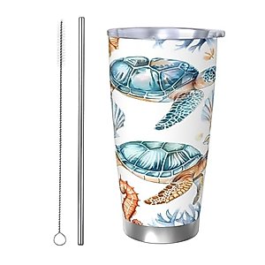 AYCZN Ocean Seahorse 20 OZ Tumbler Stainless Steel Travel Coffee Mug, Sea Turtle Insulated Water Bottle with Lid Leakproof Thermal Cup
