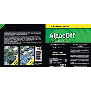 CrystalClear AlgaeOff Pond Algae Control Treatment, for Cleaner & Clearer Pond Water, EPA Registered Algaecide Treatment, Safe for Use in Ponds Containing Fish and Plants, Treats 1000 sq, 2.5 lbs