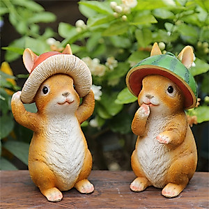 Yuemengxuan Fairy Garden Bunny Decorations Easter Rabbit Statue Resin Ornaments Easter Bunny Décor Figurines Tabletop Ornament for Lawn Potted Plants (6.7 * 4 inch, Style-B)