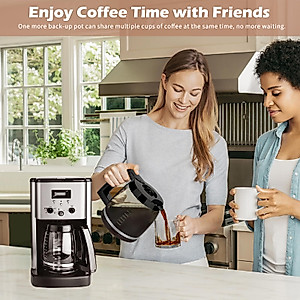 12-Cup Replacement Glass Carafe with Lids Compatible with Cuisinart Coffee Maker, CHW-12, CHW-12P1, DCC-1100BK, DCC-1200, DCC-1200P1, DCC-1200BKS, DCC-1200BMR, DCC-2650, DGB-550BK, DGB-625BC, SS-12