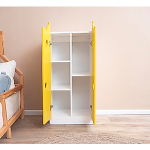 BUSYWOOD Animals Armoire – Toddler Dresser Organizer for Bedroom - Playroom Furniture - Wardrobe Closet - Kids Dresser - Montessori Armoire - Wooden Closet