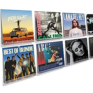 upsimples 8 Pack Vinyl Record Wall Mount Shelves, 12" Vinyl Holder for Album Record Storage & Display, Clear Acrylic Floating Shelves for Wall Decor, Kids Bookshelf, Magazine Rack, Picture Ledge