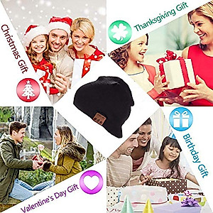 Happy-top Beanie Wireless Music Headphones Hat Compatible for iPhone Samsung Android (Light Grey)