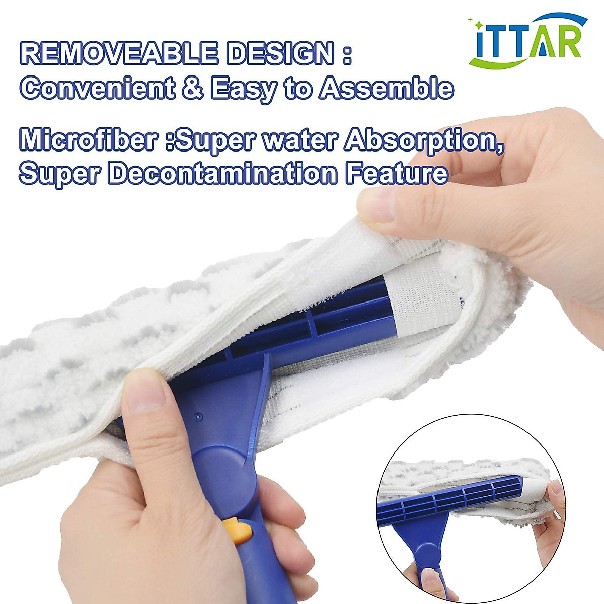 ITTAR Window Squeegee Cleaner Kit, Rotatable Rubber Squeegee and Microfiber Scrubber-2 Pads, Washing kit with 60" Telescopic Stainlees Steel Pole, Window Cleaning Tool for Home Shower Car Windshield