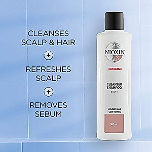 Nioxin System 3 Cleanser Shampoo, Color Treated Hair with Light Thinning, 33.8 Fl oz (Pack of 1)