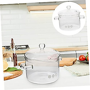 Cabilock Soup Pot French Onion Pans with Lids Korean Ramen Pot Melting Chocolate Pot Glass Pans for Cooking Glass Onion Kitchen Essentials Glass Instant Noodle Pot Double Ear Stew Pot Milk