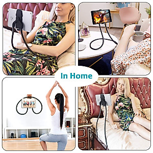B-Land Upgrade Gooseneck Tablet Holder, Tablet Stand for Bed, Universal Tablet Mount Holder with Remote, Lazy Neck Phone Holder Compatible with iPad Mini Pro Air, iPhone Series, Samsung Tabs & More