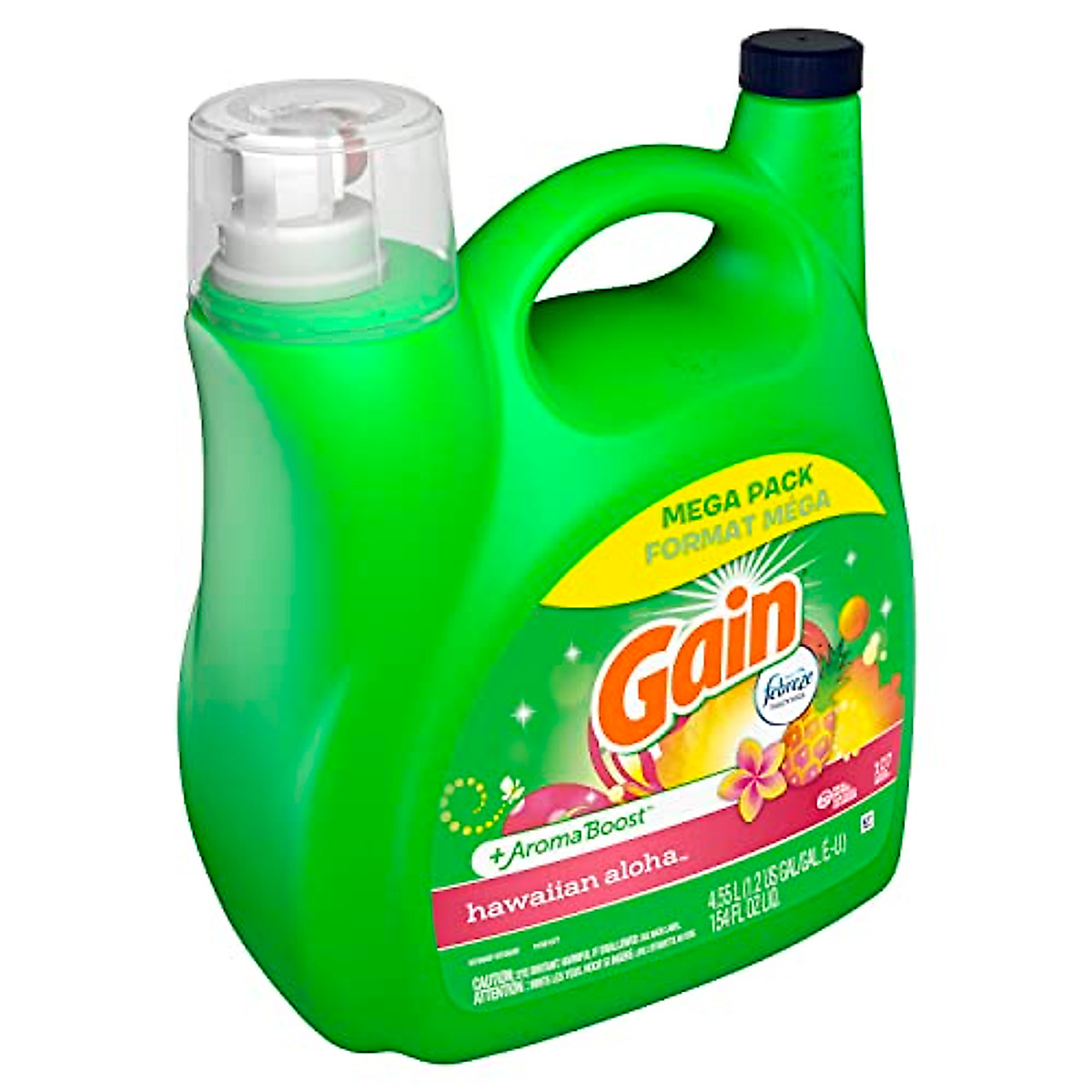 Gain + Aroma Boost Laundry Detergent Liquid Soap, Hawaiian Aloha Scent, 107 Loads, 154 Fl Oz, He Compatible