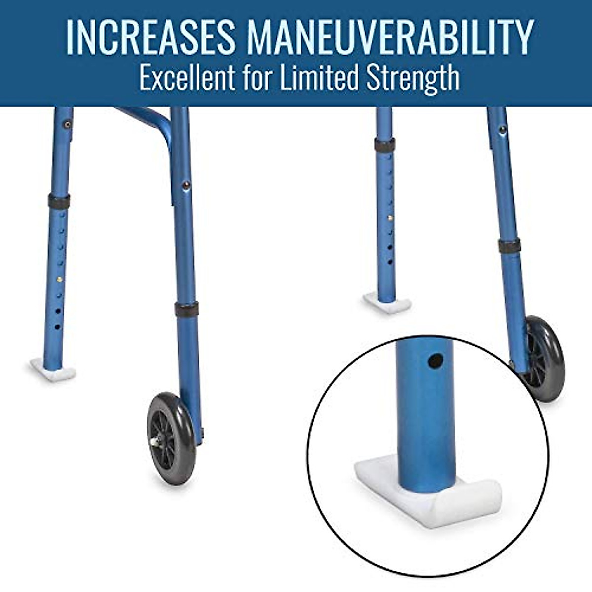 DMI Walker Ski Glides, Fit 1-Inch Legs, Eliminates Need To Lift Walker, 2 Count, FSA HSA Eligible