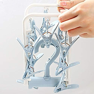 Clothes Drying Racks 2 Pack Small Folding Portable Underwear Hangers with Clips Socks 12 Clips 360° Rotatable Hook for Drying Towels Bras Baby Clothes Gloves Plast