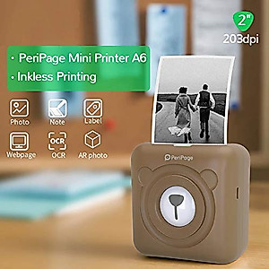 JEPODOR PeriPage Mini Portable Paper Photo Pocket Thermal Printer 58 mm Printing Wireless Bluetooth Android iOS Printers (Brown)