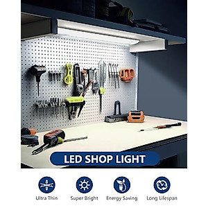 Sararoom 2ft Led Shop Light Fixture, 20W LED Tube Light, 2400lm,4000K Neutral White, 60cm 23.6inch LED Garage Closet Light Ceiling Light for Office Home Basement, No Plug, No Ground Wire