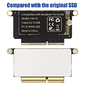 FLEANE FM17A 512GB PCIE 3.0x4 NVME 3D NAND TLC Flash SSD for MacBook Pro Retina A1708 (2016-2017) Included DIY Tools (512GB)