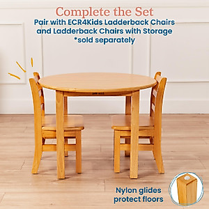 ECR4Kids 30in D Round Hardwood Table with 22in Legs, Kids Furniture, Honey
