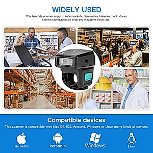 NETUM Bluetooth 2D QR Ring Barcode Scanner, Wearable Mini Bar Code Reader with Charging Cradle and Built-in Memory, Fast and Precise scanning - RS9000