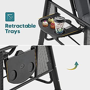 Mcombo 3 Seat Patio Swings with Canopy, Outdoor Porch Swing Chair with Stand, Adjustable Canopy Swing Sets for Backyard, Poolside, Balcony 4092 (Dark Grey)