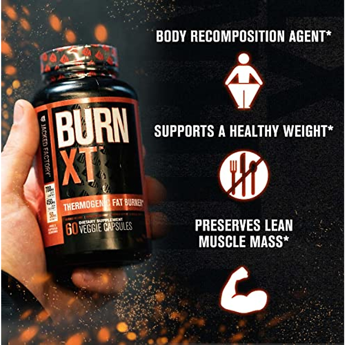 Jacked Factory Burn XT Thermogenic Fat Burner & Lean PM Nighttime Weight Loss Supplement for Men & Women 60 Veggie Diet Pills