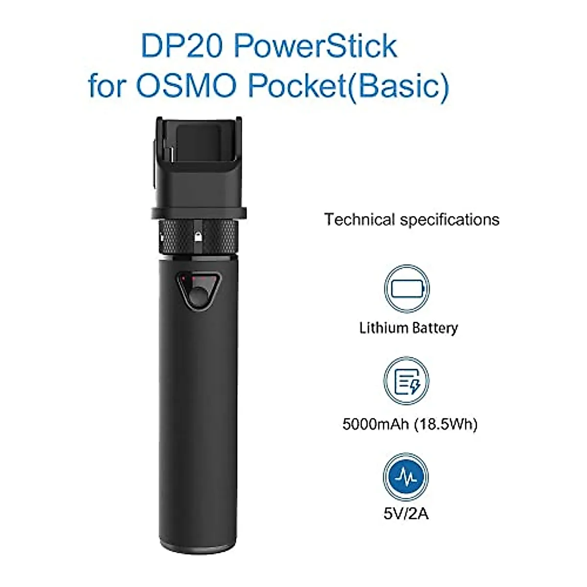 Smatree Portable Osmo Pocket 2 Battery Grip,Power Stick,5000mAh Extension Rod Power Bank Compatible with DJI Osmo Pocket 2 & DJI Osmo Pocket (Selfie Stick and External Battery Bank 2 in 1)