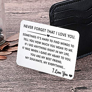 Husband Wife Wallet Card Insert Valentine Christmas Gifts for Him Her Men Husband Anniversary from Wife Girlfriend Stocking Suffers Birthday Gift I Love You Note Wedding Engagement Gifts Fiance Groom