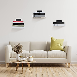 RealPlus Floating Bookshelf Iron Invisible Floating Book Shelves Wall Mounted Heavy Duty Book Organizer, Black (Pack of 8)