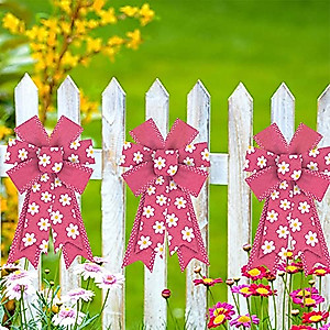 Estivaux 2 Pieces Easter Bows for Wreath, Happy Easter Wreath Bows Pink Burlap Bows Spring Flowers Bows Bows for Front Door Easter Spring Birthday Party Decorations