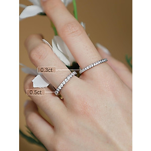 SILVERNANA Sterling Silver Moissanite Wedding Band for Women 0.5CT Moissanite Diamond Wedding Ring Half Eternity Stackable Ring Size 5