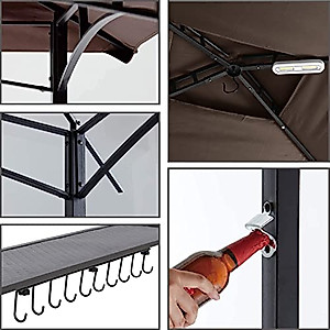 MASTERCANOPY  8 x 5 Grill Gazebo Outdoor BBQ Gazebo Canopy with 2 LED Lights (Brown)