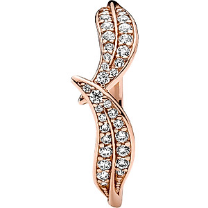 PANDORA Sparkling Leaves Ring, Pandora Rose, Size: EUR-56, US-7.5 - 189533C01-56