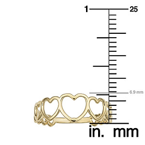 Kooljewelry 14k Yellow Gold Graduated Hearts Ring (size 7)